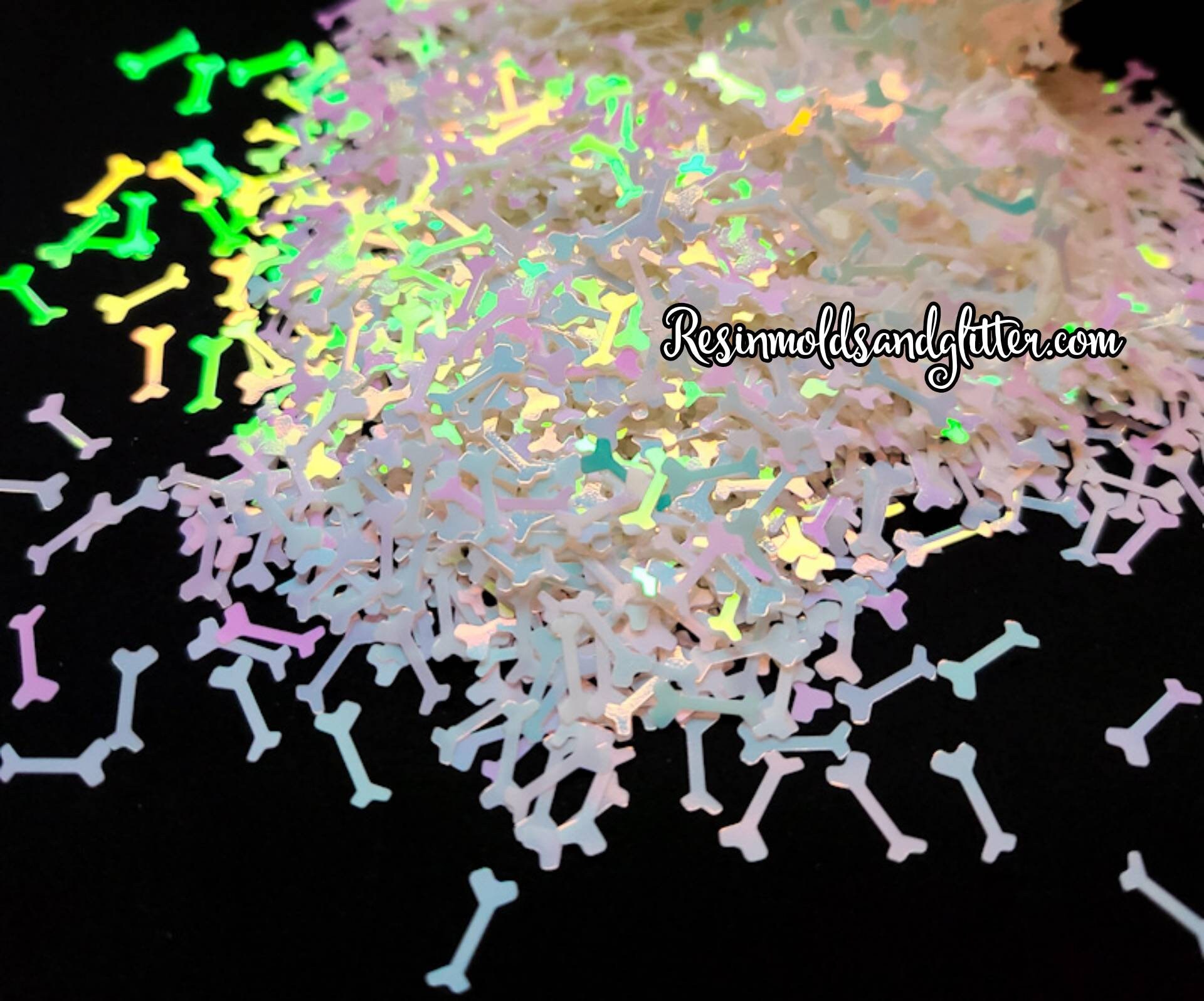 Halloween Bones Holographic Silver Bones Glitter White - Etsy