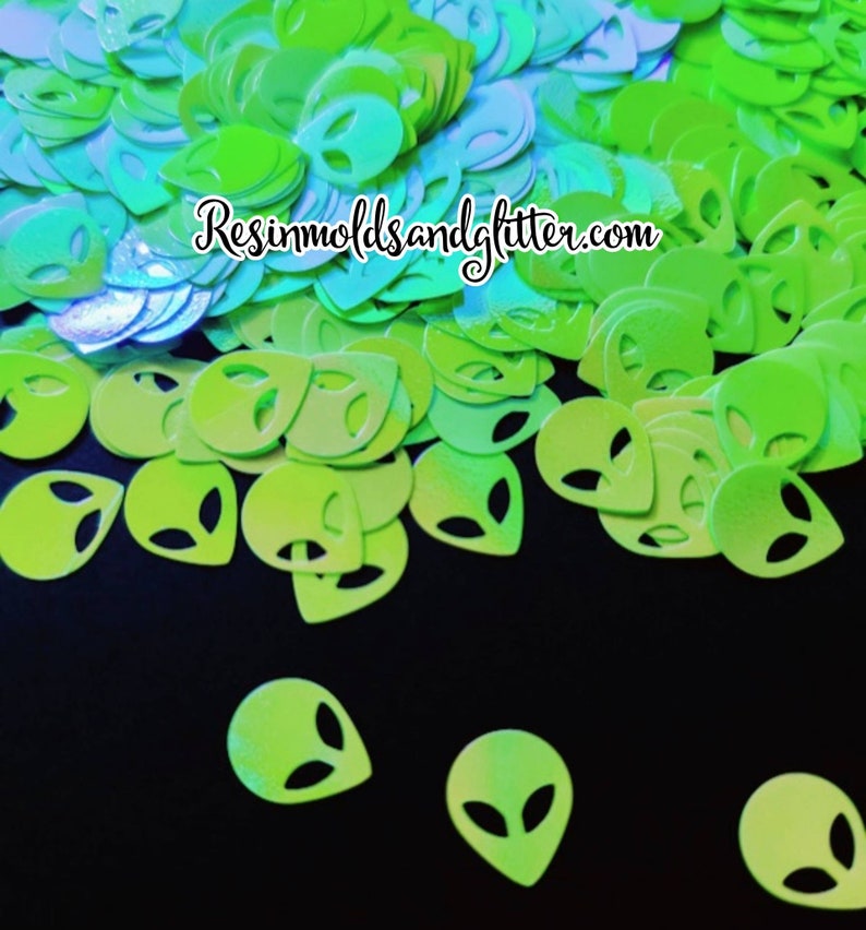 Alien Glitter Green Iridescent Alien Head Glitter for Resin - Etsy