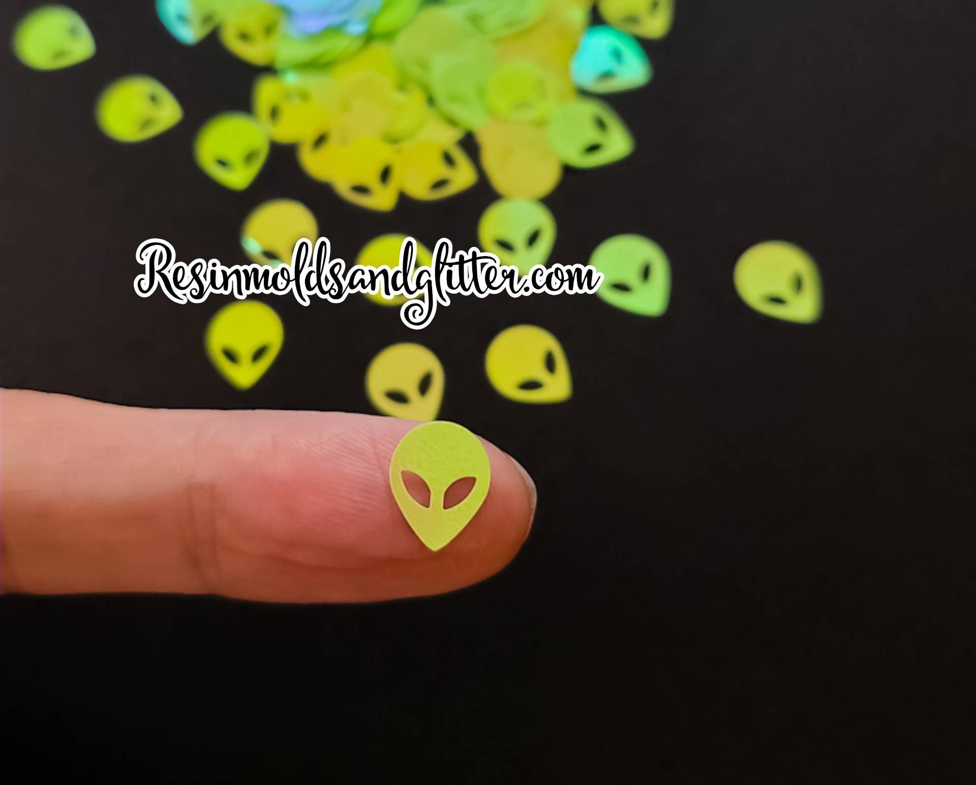 Alien Glitter Green Iridescent Alien Head Glitter for Resin - Etsy