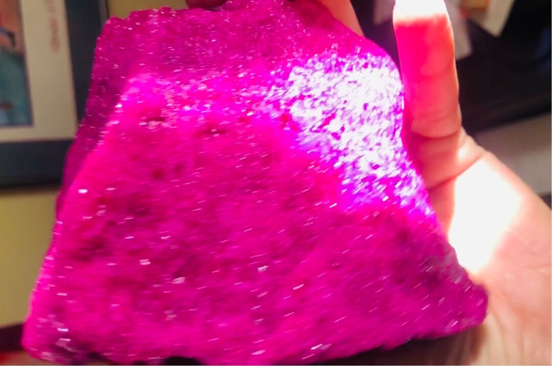 Natural Large Ruby Huge Fluorescent 1.5 POUND Gemstone Unheated UV ...