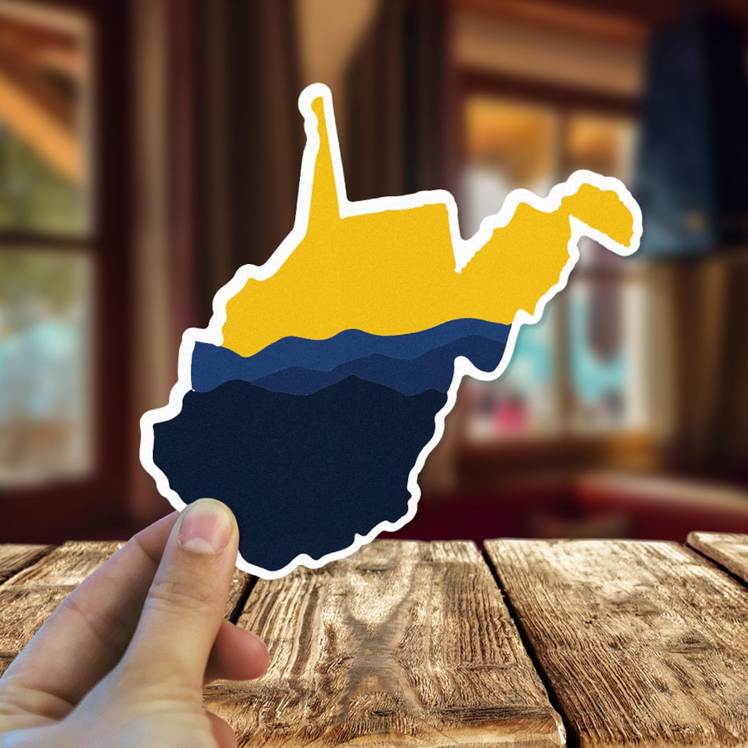 WV Auto Sticker / Decal Blue and Gold WV Mountains Sticker West ...