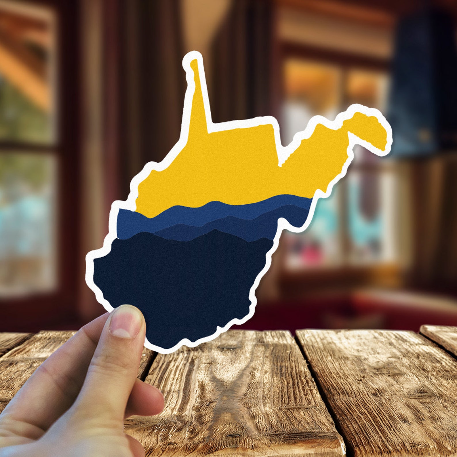 WV Auto Sticker / Decal Blue and Gold WV Mountains Sticker - Etsy