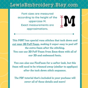 Embossed 3D Puff Embroidery Font - Puff Foam Embroidery Font - Puffy ...