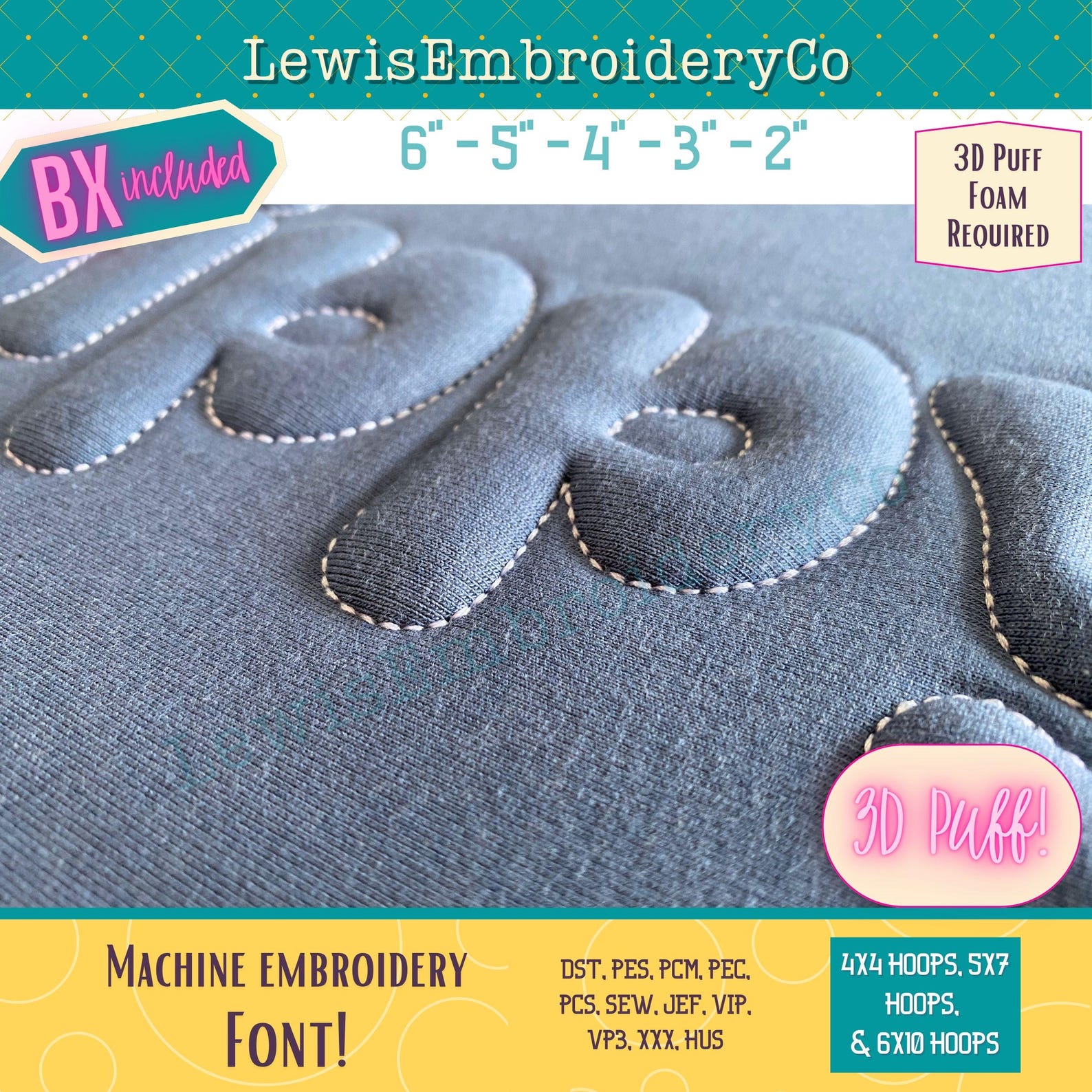 Embossed 3D Puff, Groovy, Machine Embroidery Font - With BX - (PDF ...