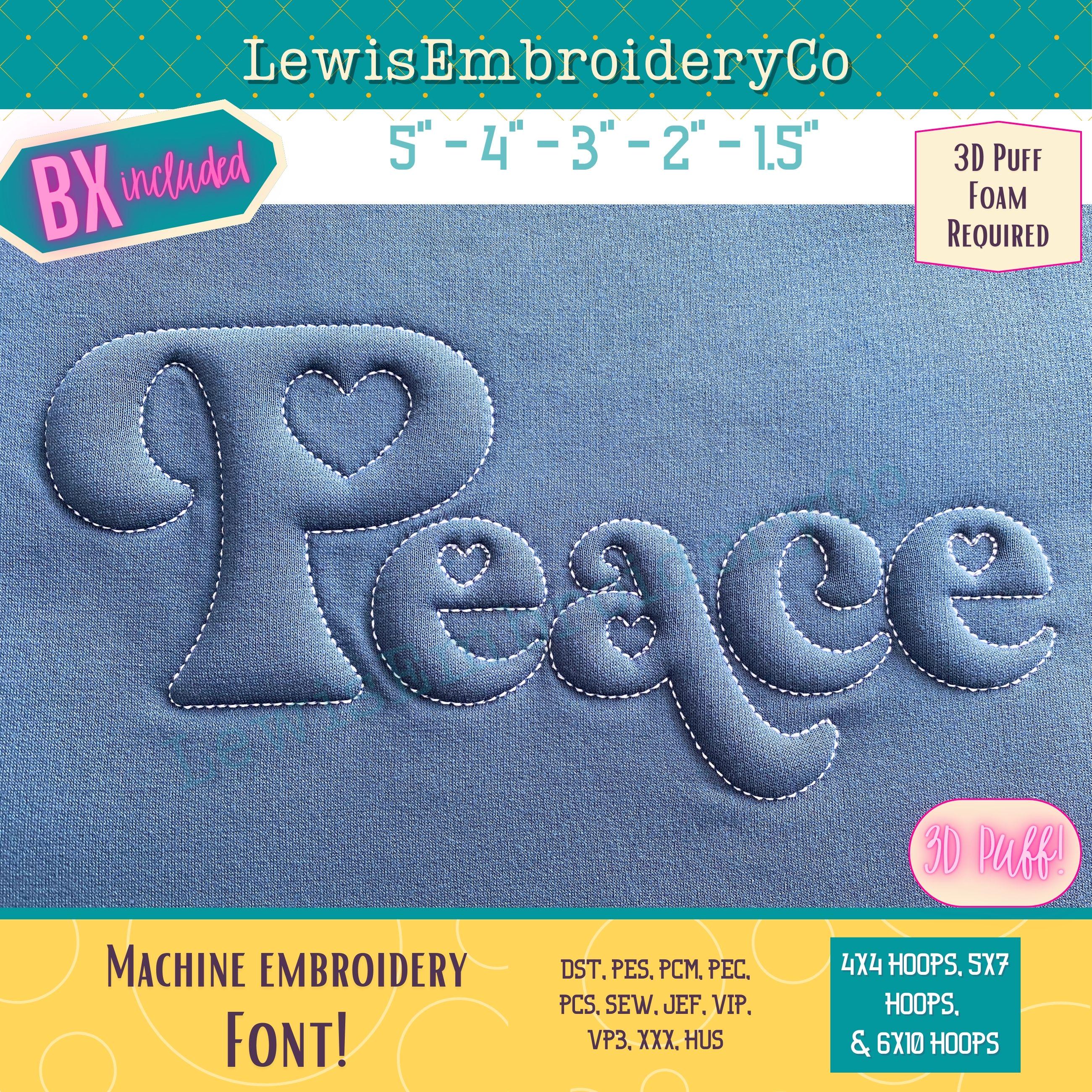 Embossed 3D Puff Embroidery Font - Puff Foam Embroidery Font - Puffy ...