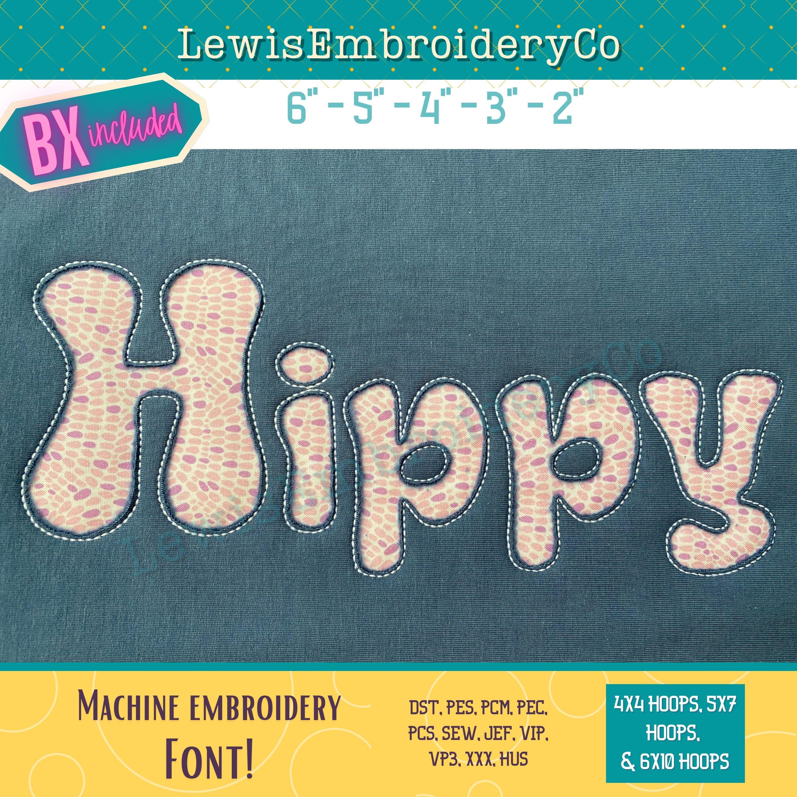 Reverse Applique Embroidery Font - Retro Hippy Applique Font - Raw Edge ...