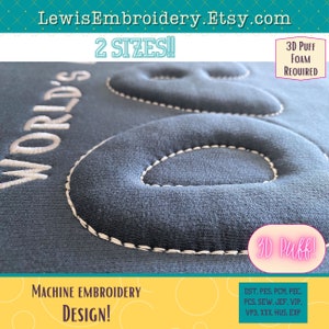 DAD Embossed 3D Puff Design - Bluey Embroidery Font - Puff Foam ...