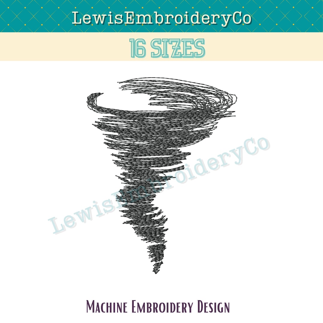 Sketch Tornado Embroidery Design - Twister Embroidery - Funnel Cloud ...