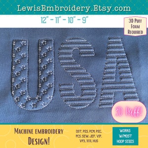 USA Embossed 3D Puff Design - Embossed Flag - Puff Foam Embroidery ...