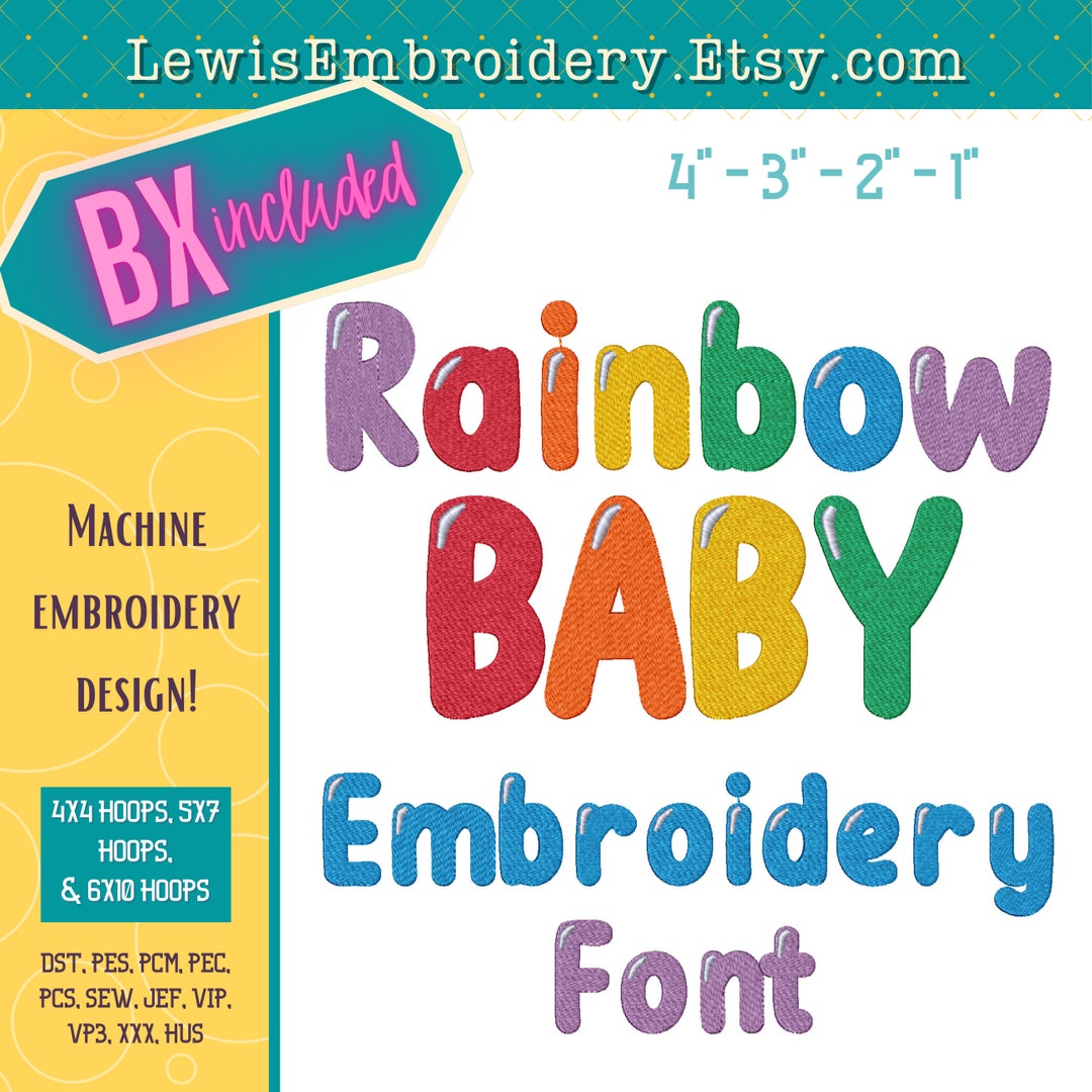 Rainbow Baby Embroidery Font Kids Birthday Font Kids Birthday ...