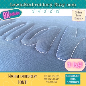 Embossed 3D Puff Embroidery Font - Puff Foam Embroidery Font - Puffy ...