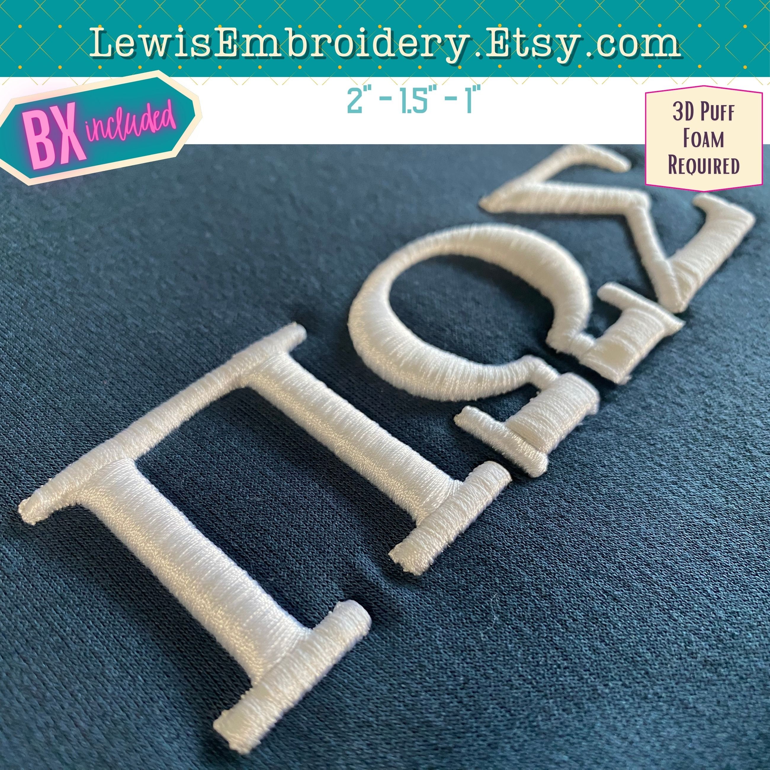 Greek 3D Puff, Machine Embroidery Font - With BX & Character Map - (PDF ...