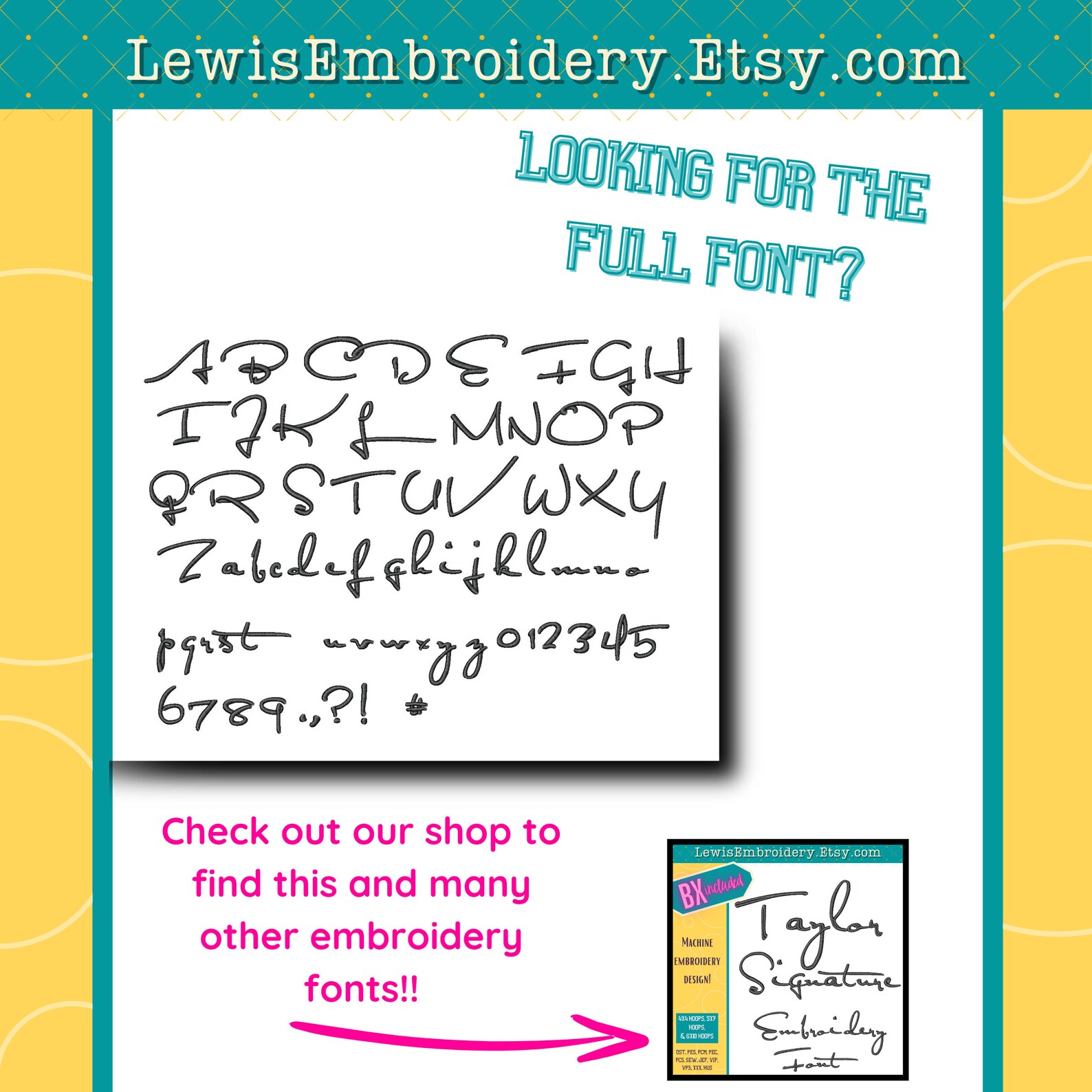 SWIFTY Machine Embroidery Design - NOT Full Signature Font - (digital ...