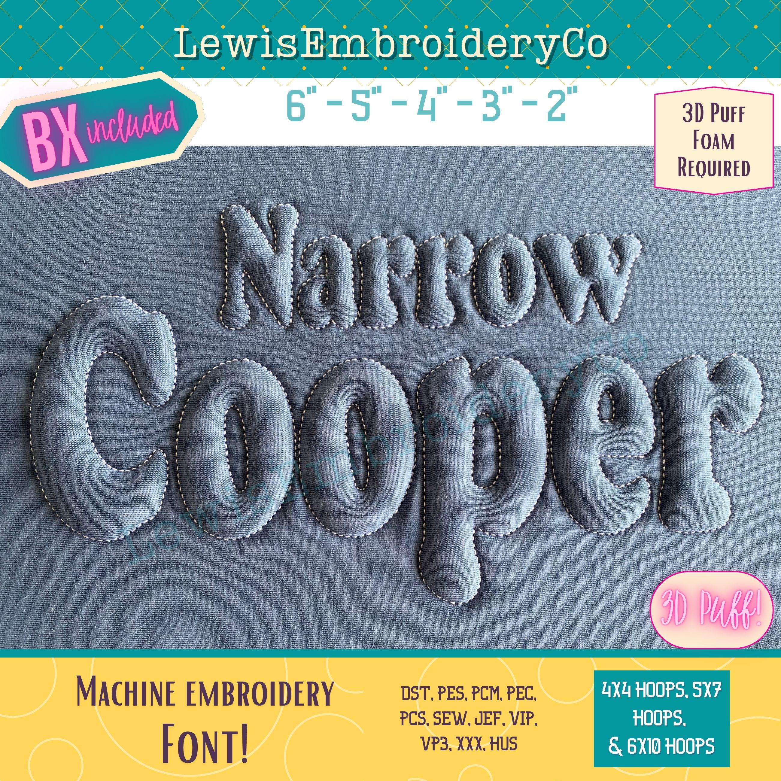 Embossed 3D Puff, Narrow, Machine Embroidery Font - With BX - (PDF ...