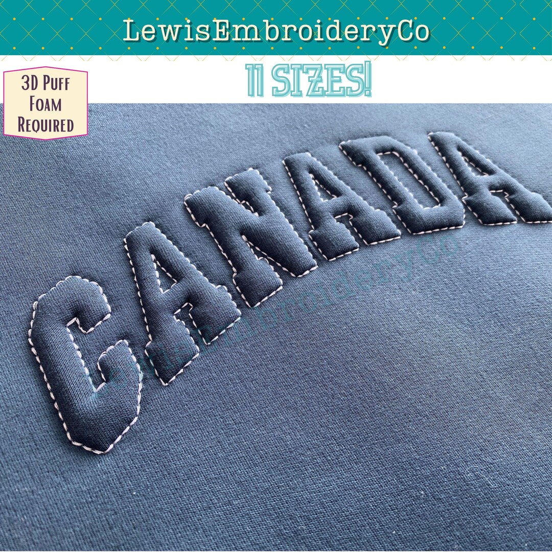 CANADA Embossed 3D Puff, Machine Embroidery Design - Not Full Font ...