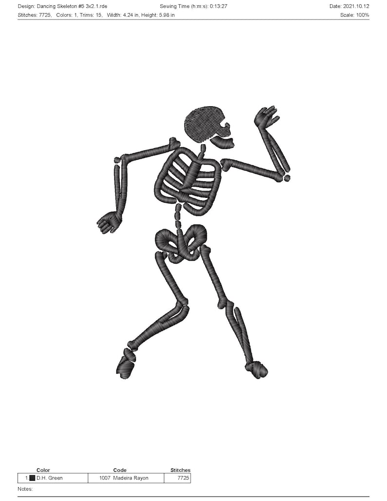 Dancing Skeletons Machine Embroidery Design Spooky - Etsy