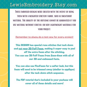 Texas Embossed 3D Puff Design - Script Embroidery Font - Puff Foam ...