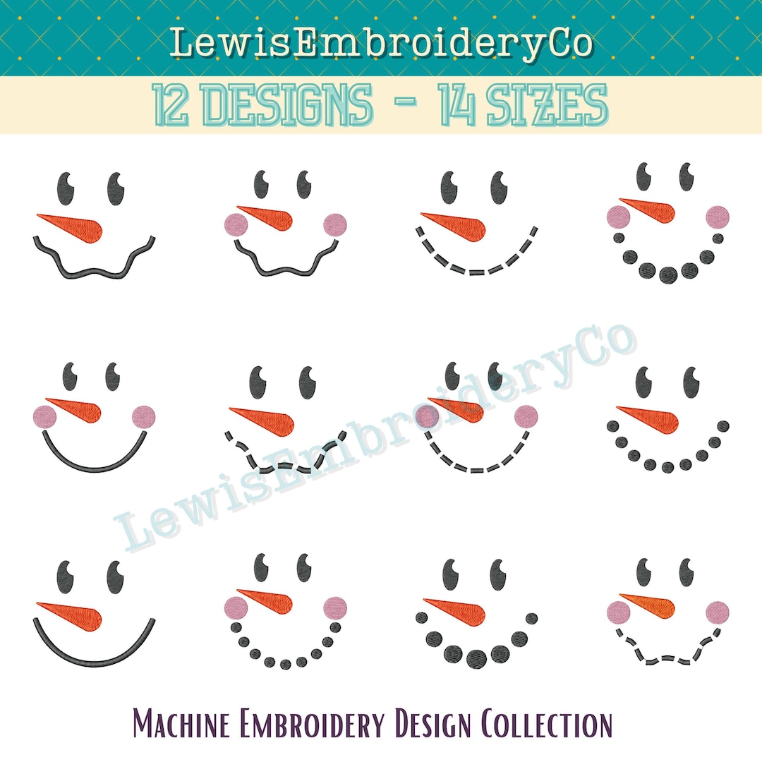 Snowman Face Embroidery Design Collection - Frosty Embroidery - Machine ...