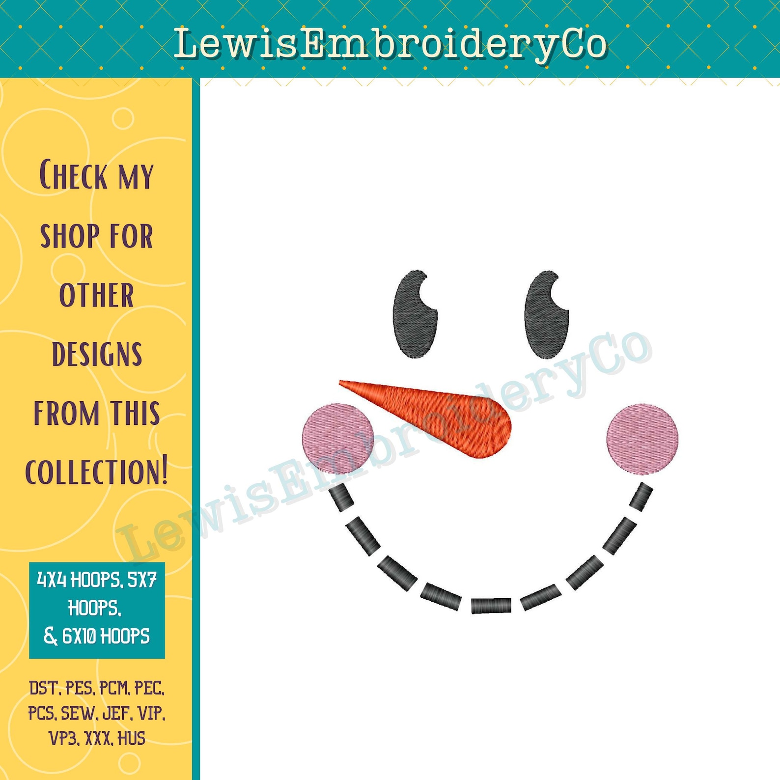 Snowman Face Embroidery Design Collection - Frosty Embroidery - Machine ...