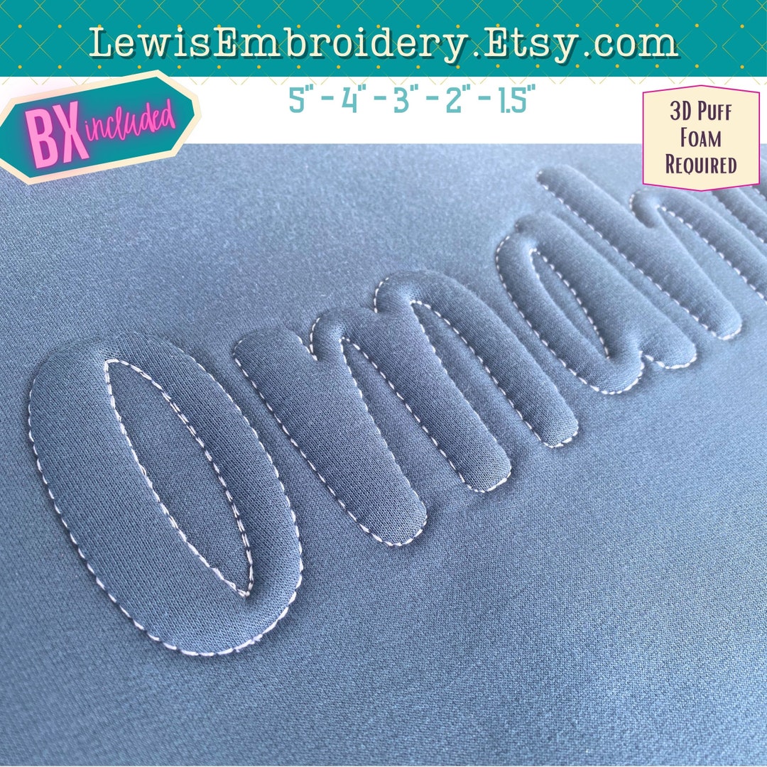 Embossed 3D Puff Embroidery Font - Puff Foam Embroidery Font - Puffy ...