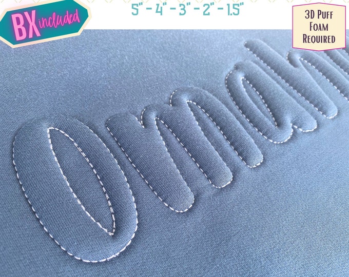Embossed 3D Puff Embroidery Font - Puff Foam Embroidery Font - Puffy ...