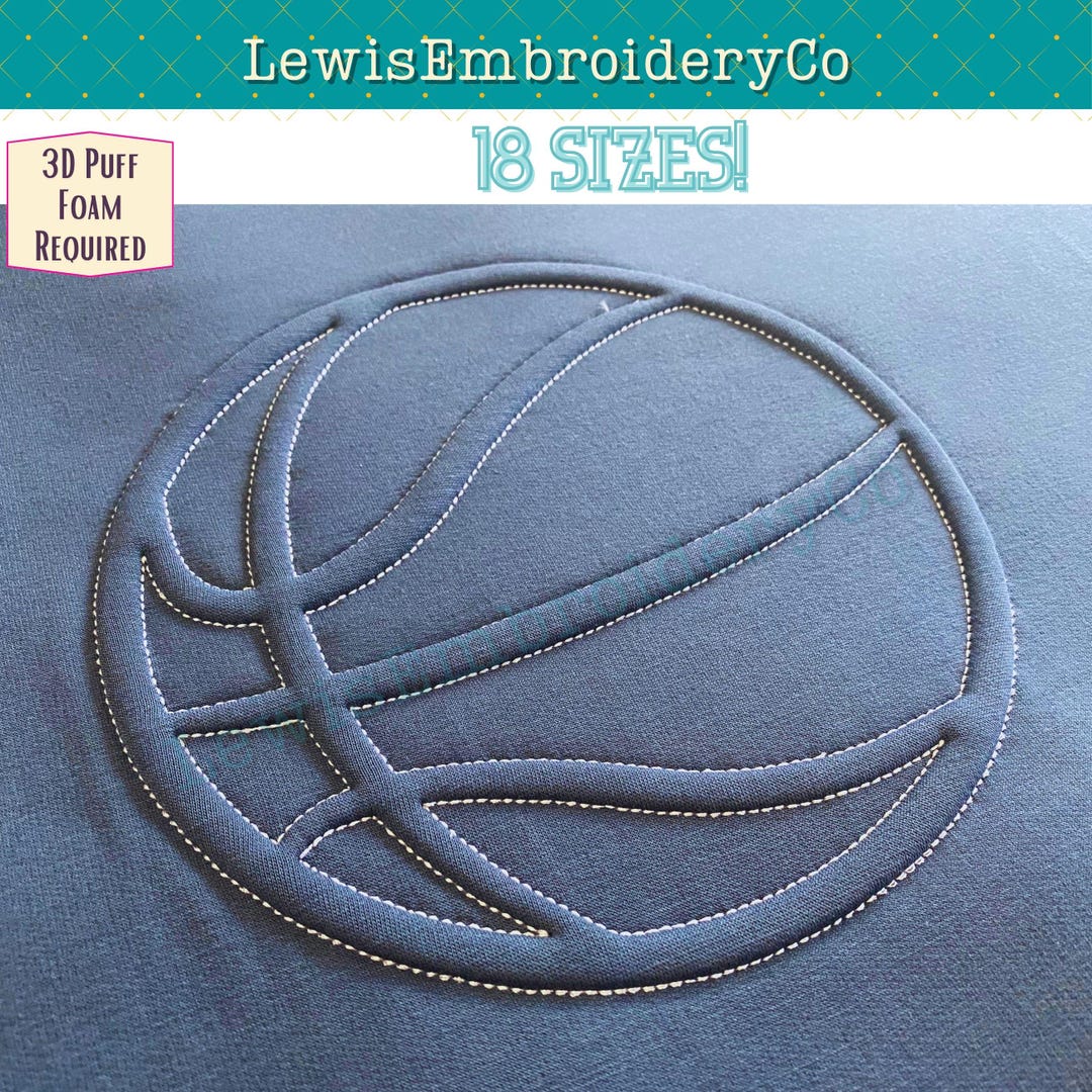 Basketball Embossed Puff Embroidery Design - Sport Design - Embossed ...