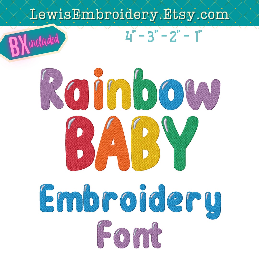 Rainbow Baby Embroidery Font - Kids Birthday Font - Kids Birthday ...