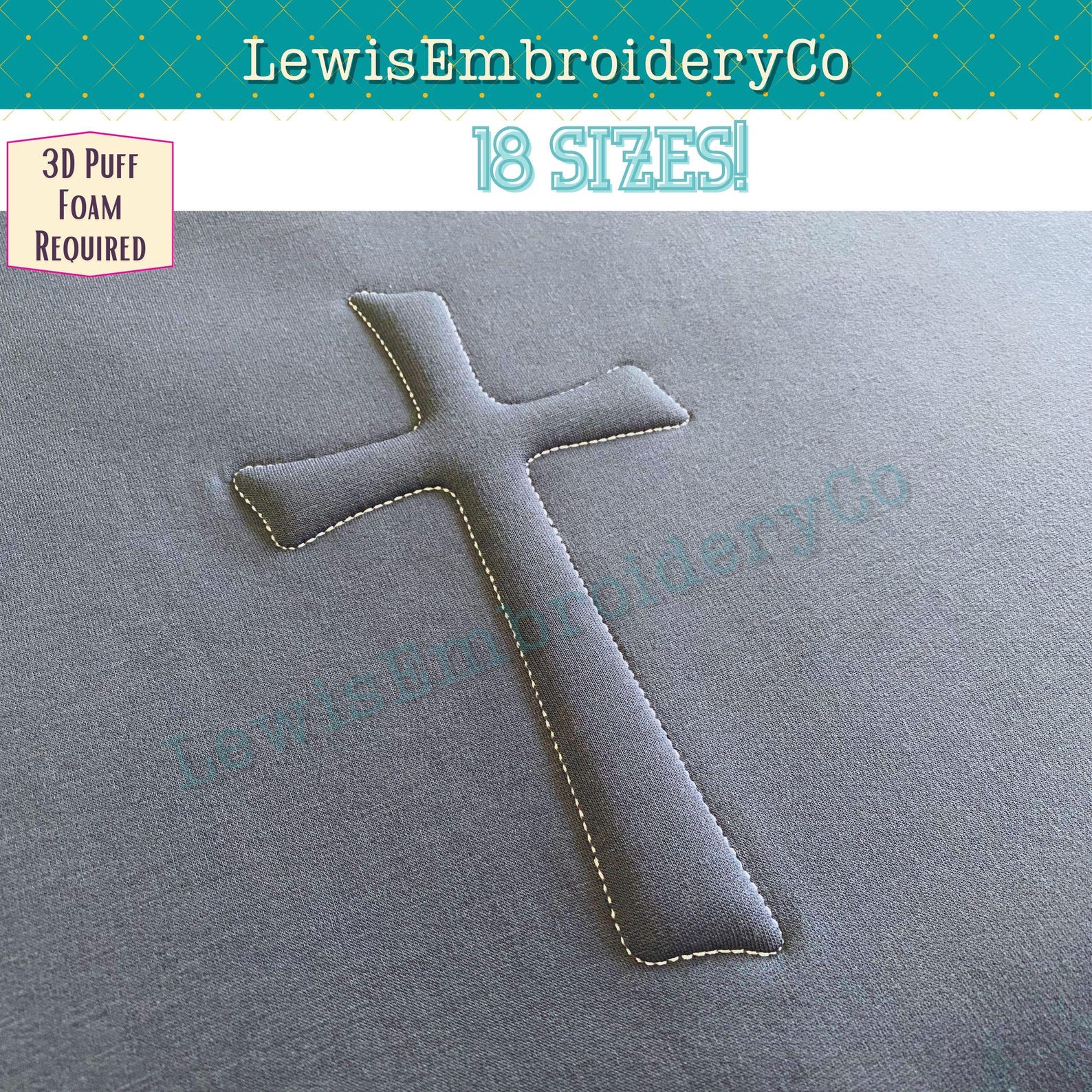 Distressed Cross, Embossed 3D Puff, Machine Embroidery Design - (PDF ...
