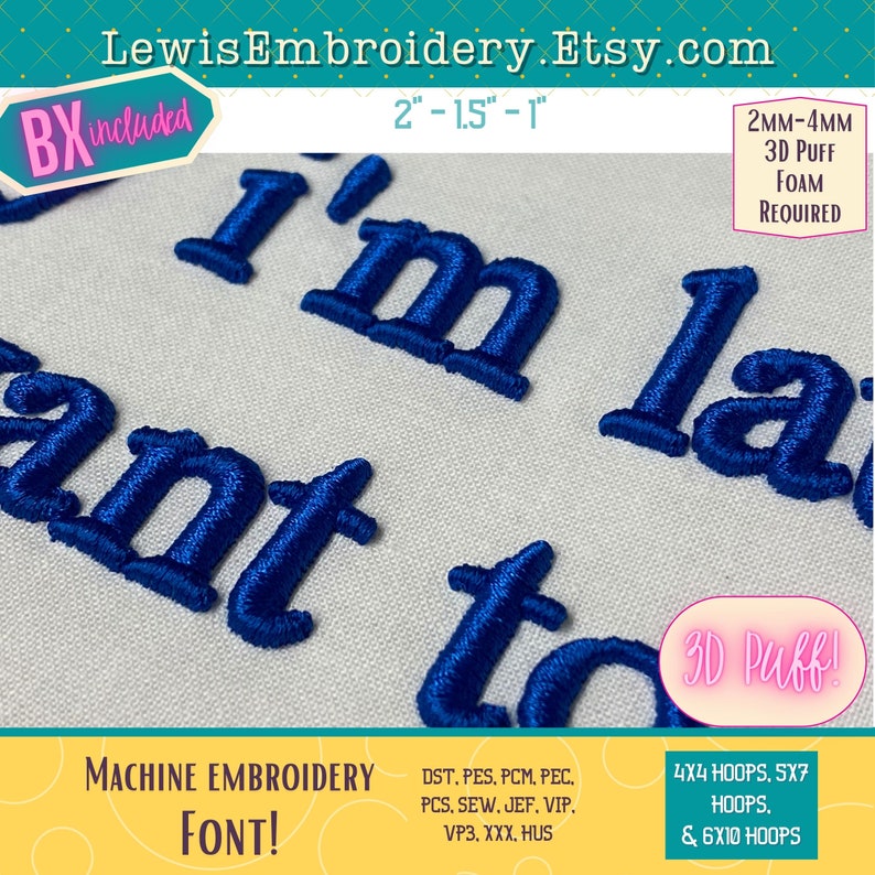 3D Puff Embroidery Font - Times Embroidery Font - Puffy Foam Font ...