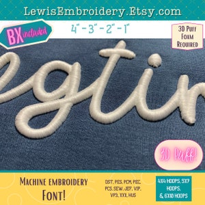 3D Puff Embroidery Font - Puffy Foam Font - Puff Foam Embroidery ...