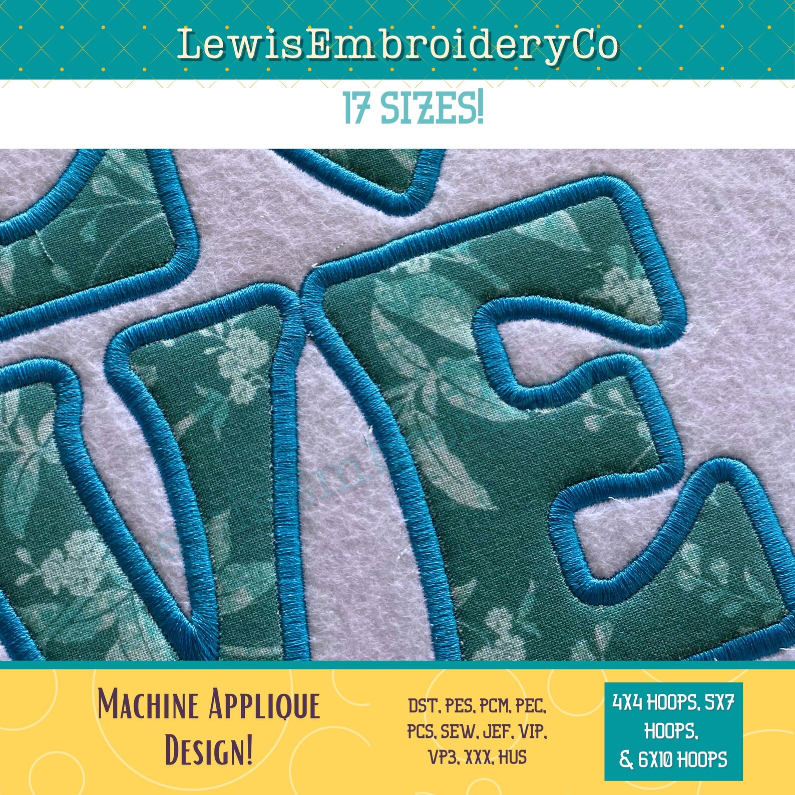 LOVE Applique Embroidery Design - Block Love Design - Satin Edge ...