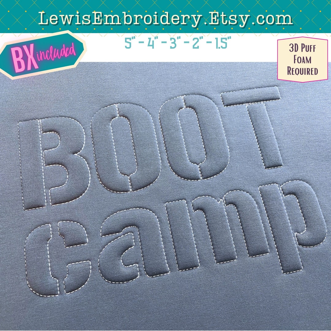 Embossed 3D Puff Embroidery Font - Puff Foam Embroidery Font - Puffy ...