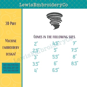 3D Puff Tornado Embroidery Design - Twister Embroidery - Funnel Cloud ...