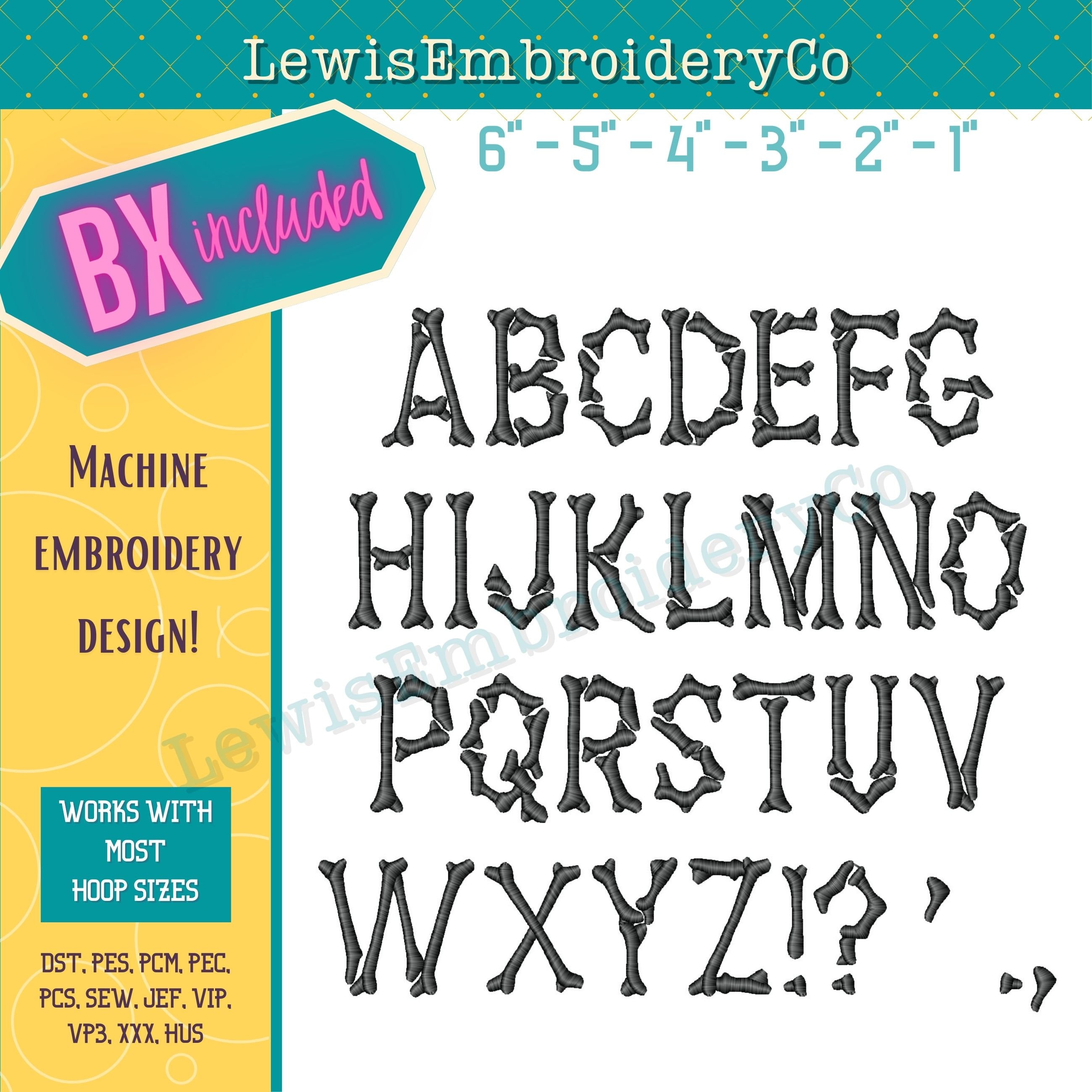 Bones, Machine Embroidery Font - With BX - (digital Download) - Etsy