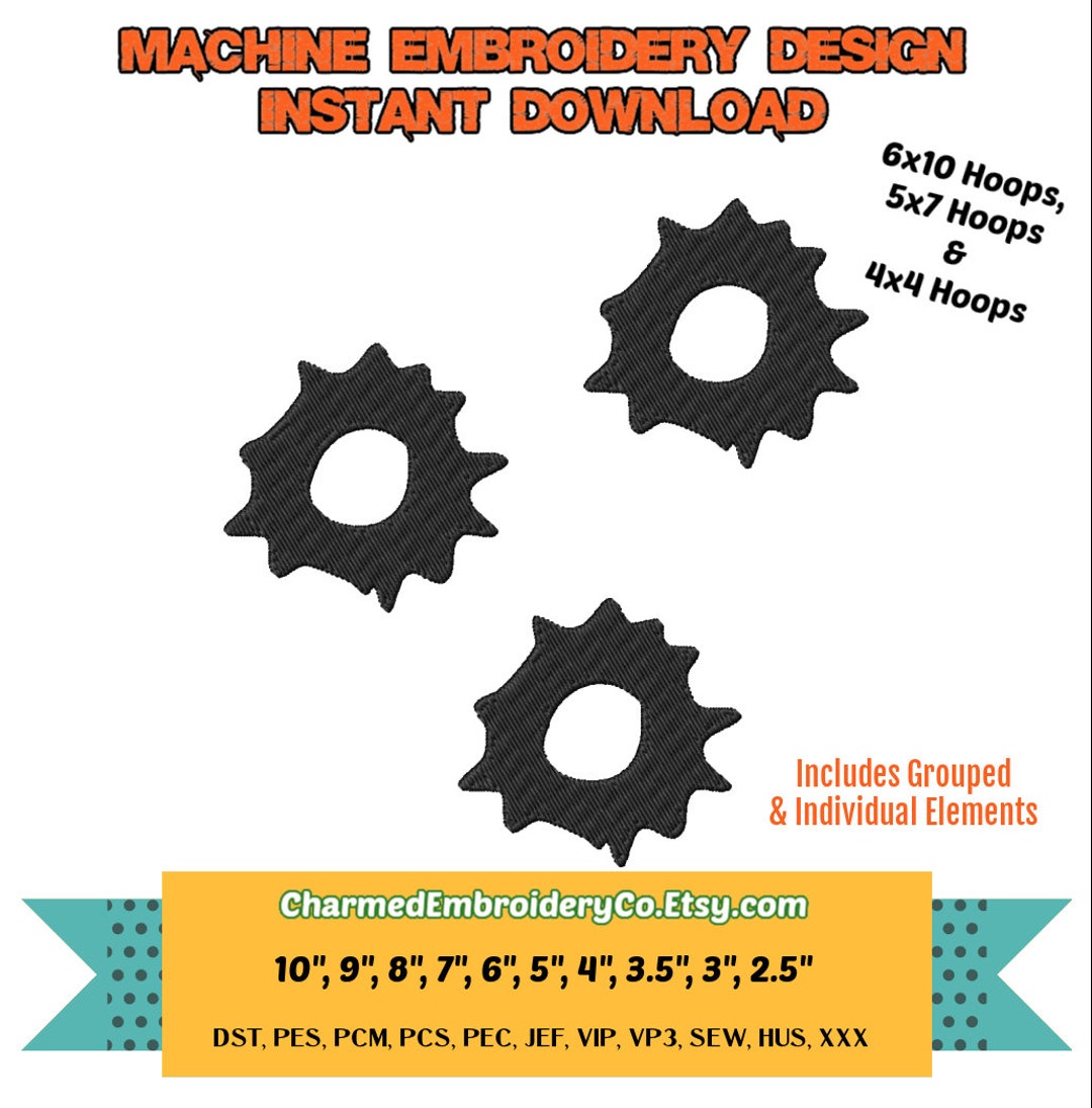 Bullet Holes Embroidery Design Shotgun Holes Embroidery Design ...