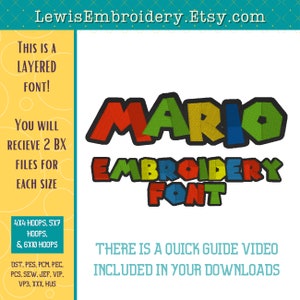 Mario Embroidery Font - Super Embroidery Font - Knockdown Embroidery ...