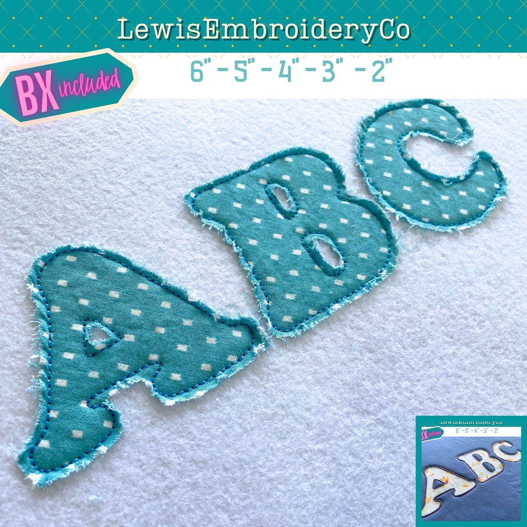 Raggy Edge Applique Embroidery Font - Cooper Applique Font - Raw Edge ...