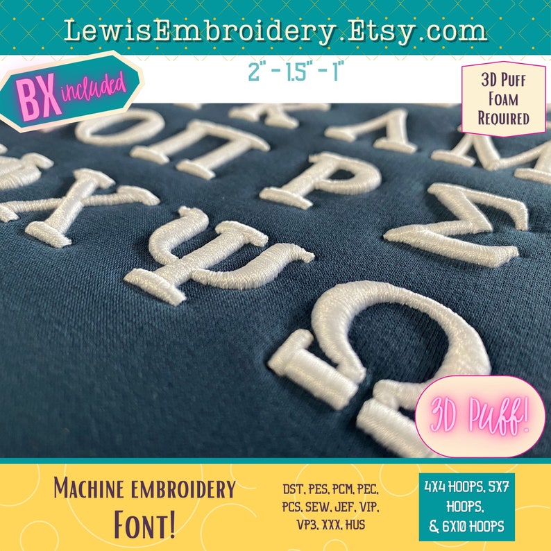Greek 3D Puff, Machine Embroidery Font - With BX & Character Map - (PDF ...