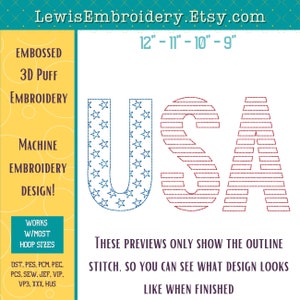 USA Embossed 3D Puff Design - Embossed Flag - Puff Foam Embroidery ...