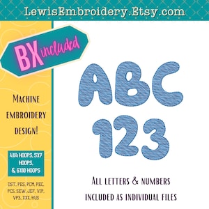 Bluey Sketch Embroidery Font - Quick Fill Embroidery Font - Sketch Fill ...