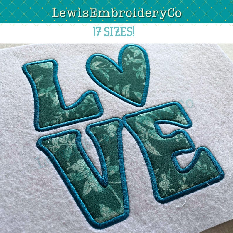 LOVE Applique Embroidery Design - Block Love Design - Satin Edge ...