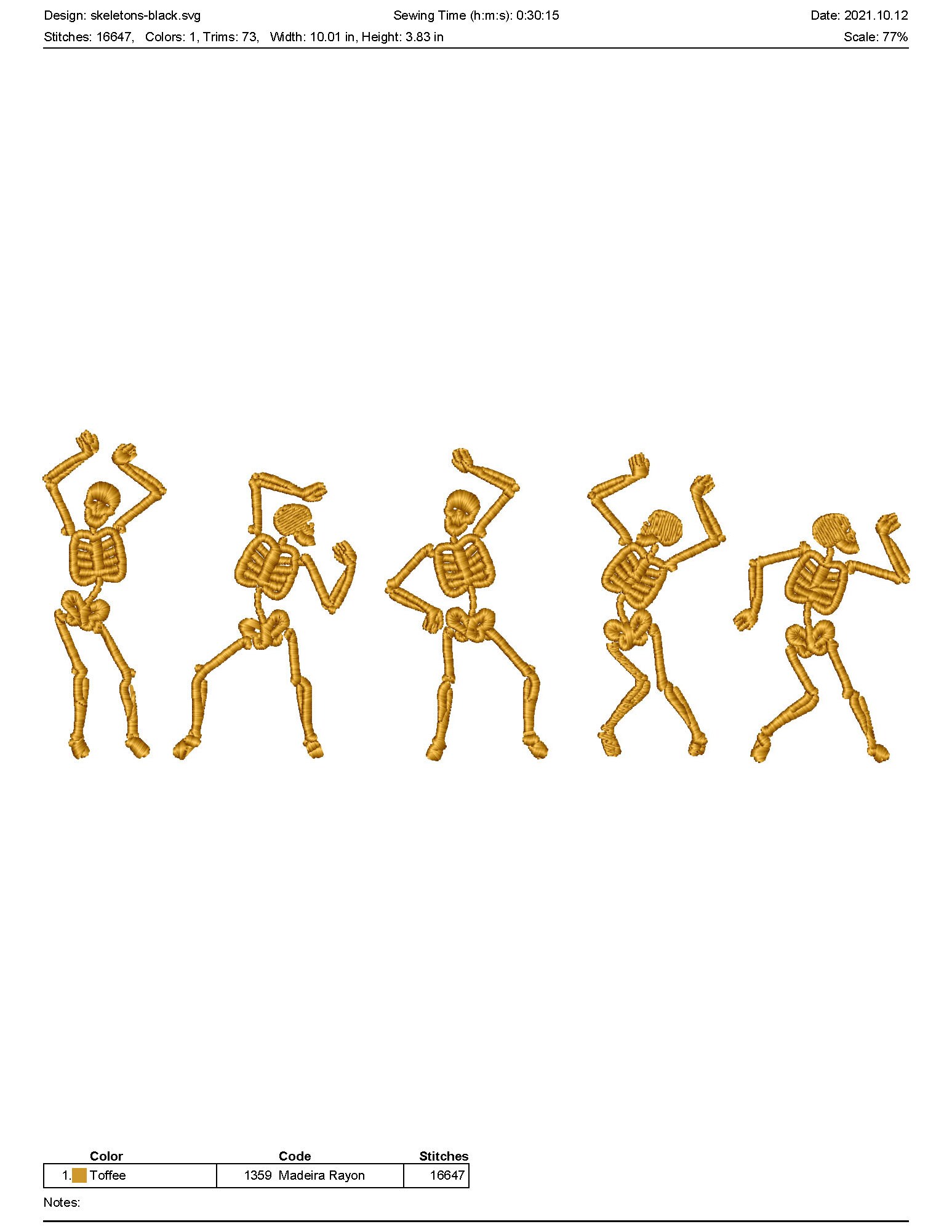 Dancing Skeletons Machine Embroidery Design Spooky | Etsy