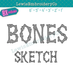 Sketch Fill Embroidery Font - Bones Embroidery Font - Quick Fill ...