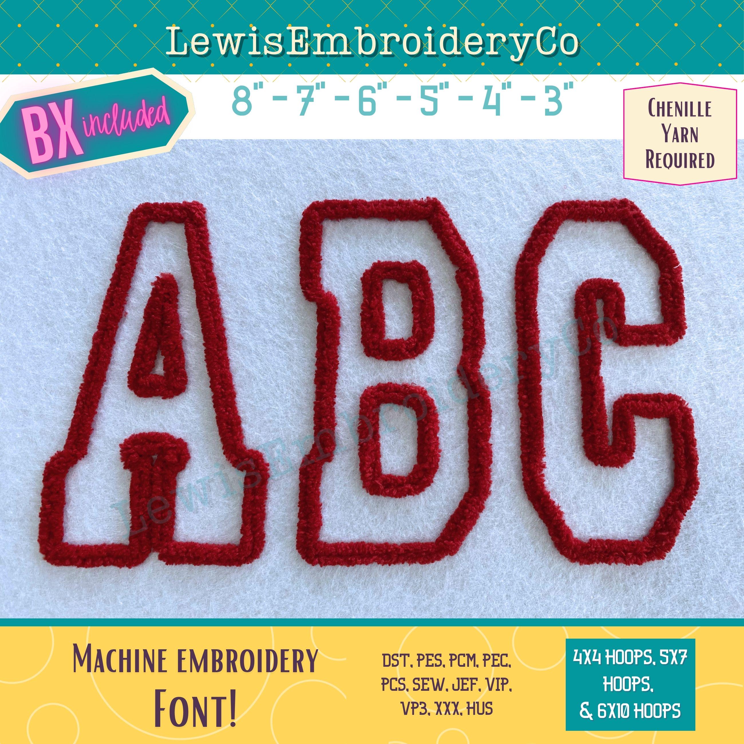 Chenille Yarn Embroidery Font - Chenille Outline Font - Chenille Yarn ...