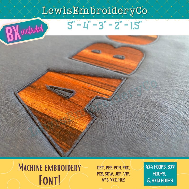 Reverse Applique Embroidery Font - Bold Block Applique Font - Raw Edge ...