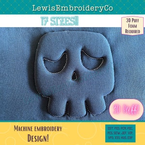 Embossed 3D Puff, Skull, Machine Embroidery Design - (PDF Tutorial ...