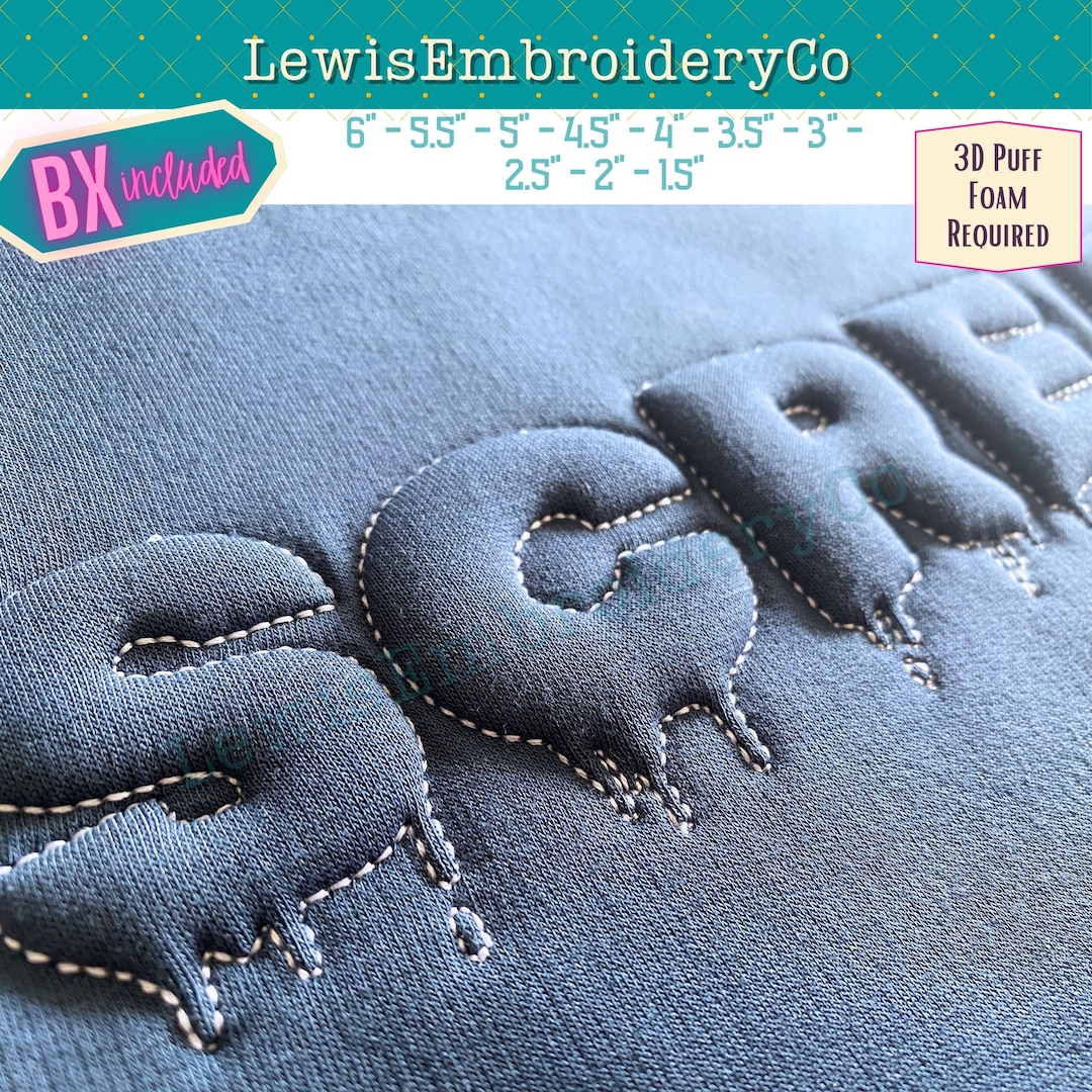 Embossed 3D Puff, Spooky, Machine Embroidery Font - With BX - (PDF ...