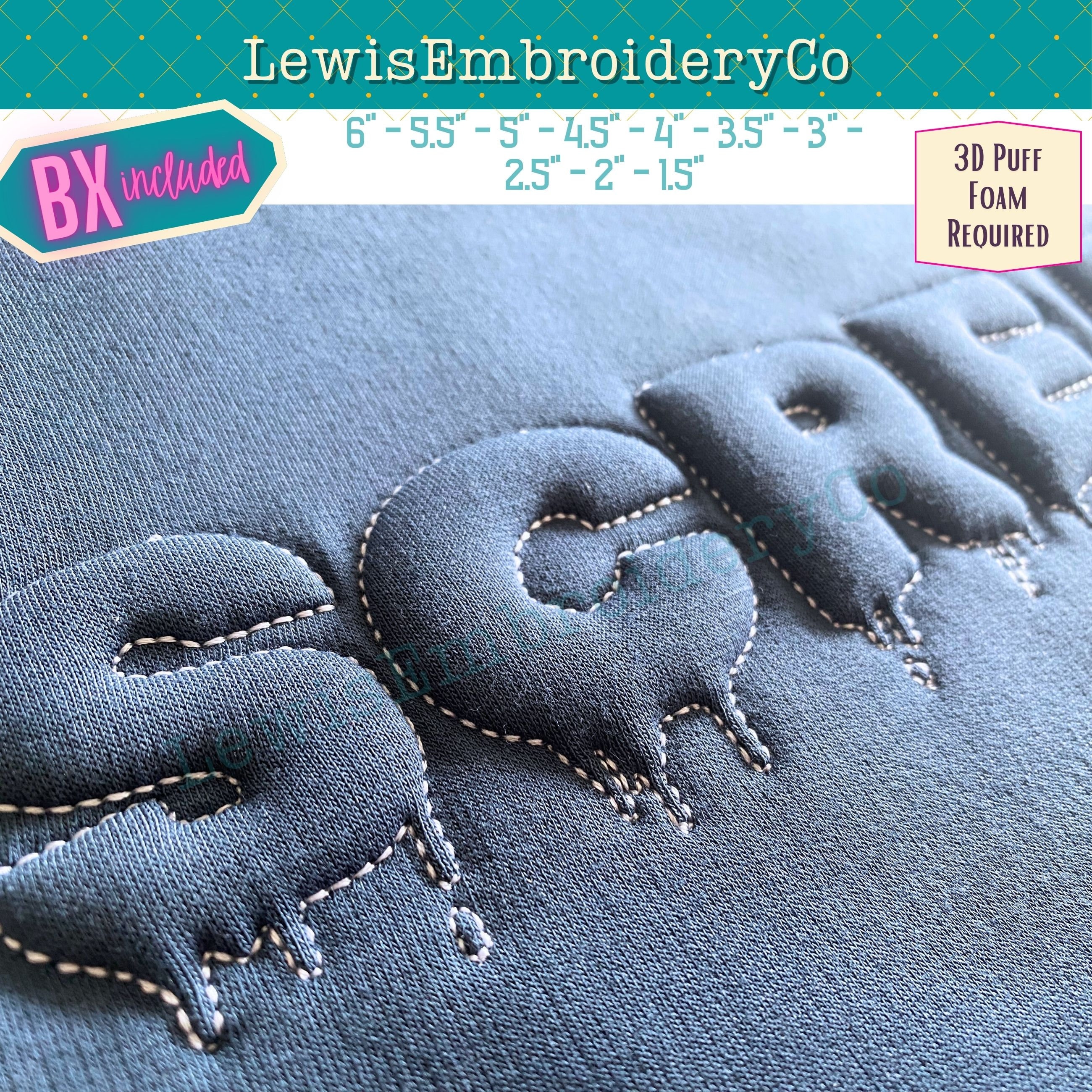 Embossed 3D Puff, Spooky, Machine Embroidery Font - With BX - (PDF ...