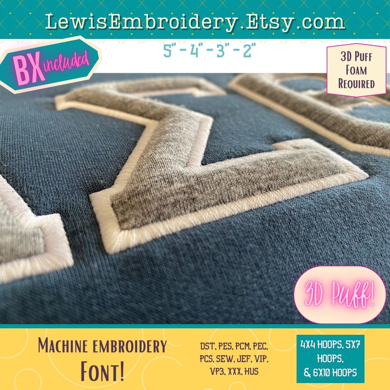 3D Puff Applique, Greek, Machine Embroidery Font - With BX & Character ...