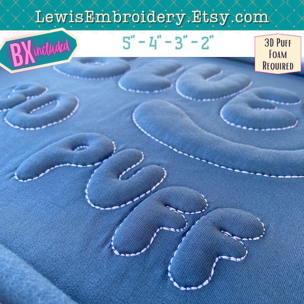 Puff Vinyl Embroidery Font - Etsy